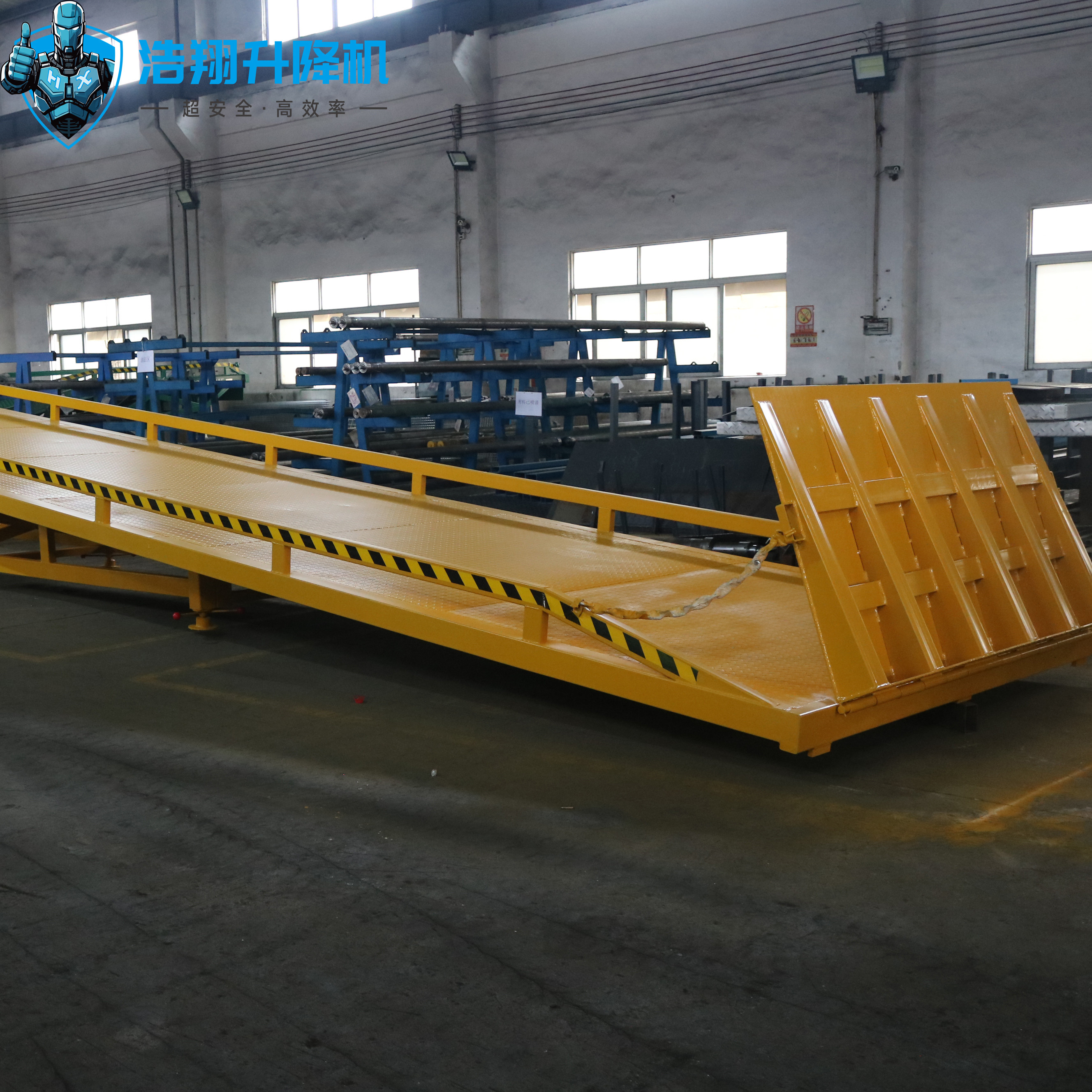 Yellow Loading And Unloading Goods Hydraulic Dock Ramp For Wrkshop